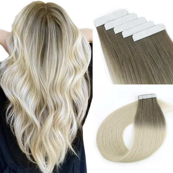 Virgin Tape in Hair Extensions Ombre Color T16A/60A# | AmazingBeautyHair