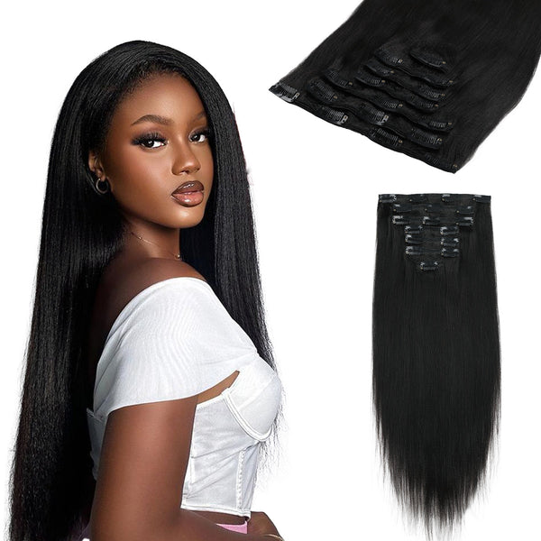 Yaki Straight Clip-In Extensions Virgin Human Hair | AmazingBeautyHair